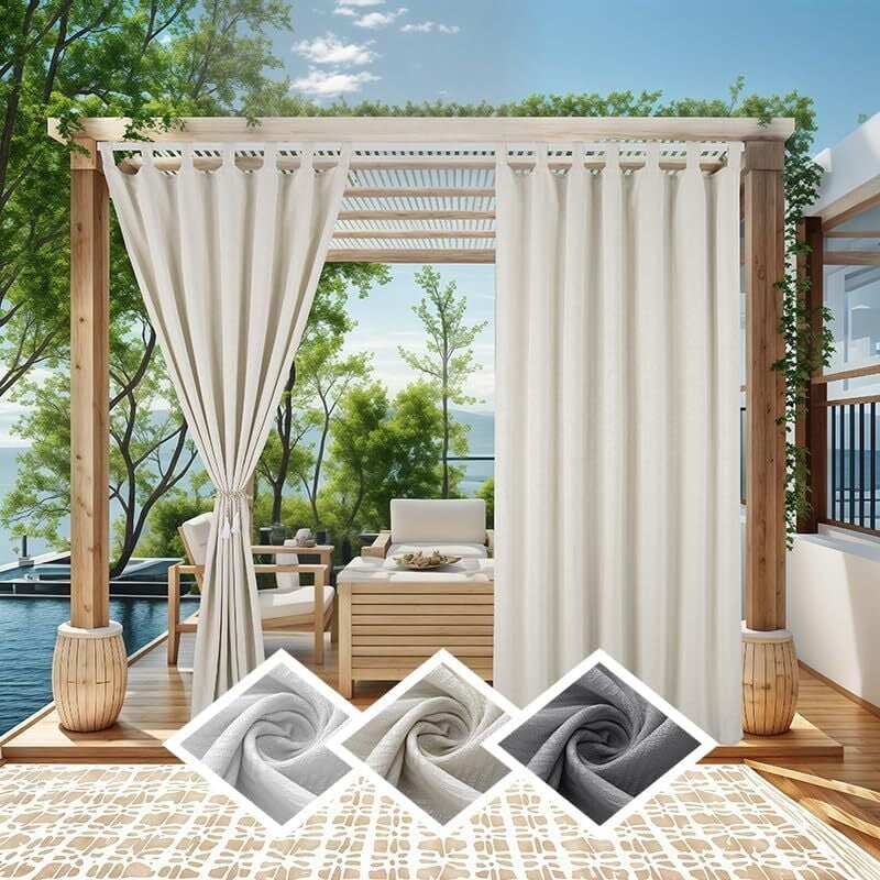 JIAN YA NA Waterproof Outdoor Curtains for Patio, Premium Thick Privacy ...