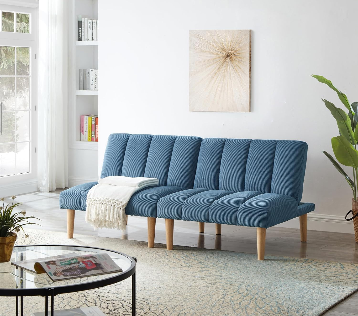 JIANBIAO 65.75" Convertible Futon Sofa Bed, Corduroy Sleeper Couch ...