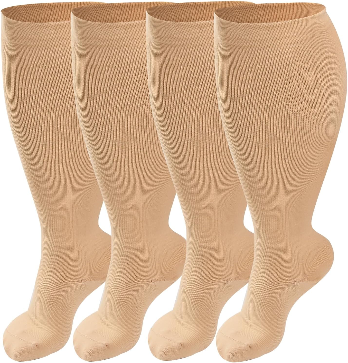 JIANFANG 4 Pairs Plus Size Compression Socks for Women & Men, Extra ...