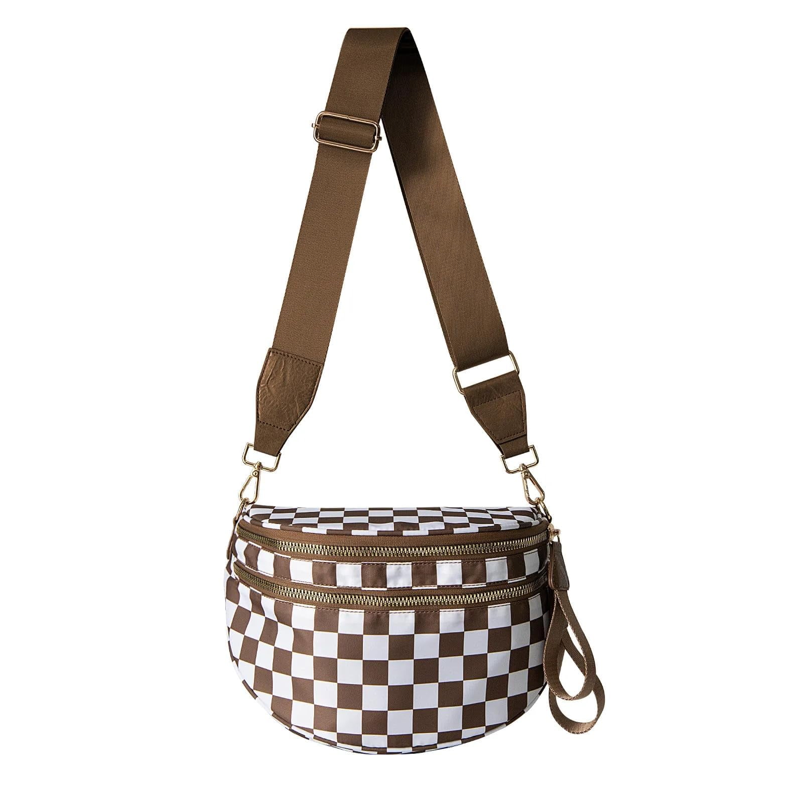 JIANG-CJ Crossbody Bag,Checkered Purse for Women Black and White Bum ...