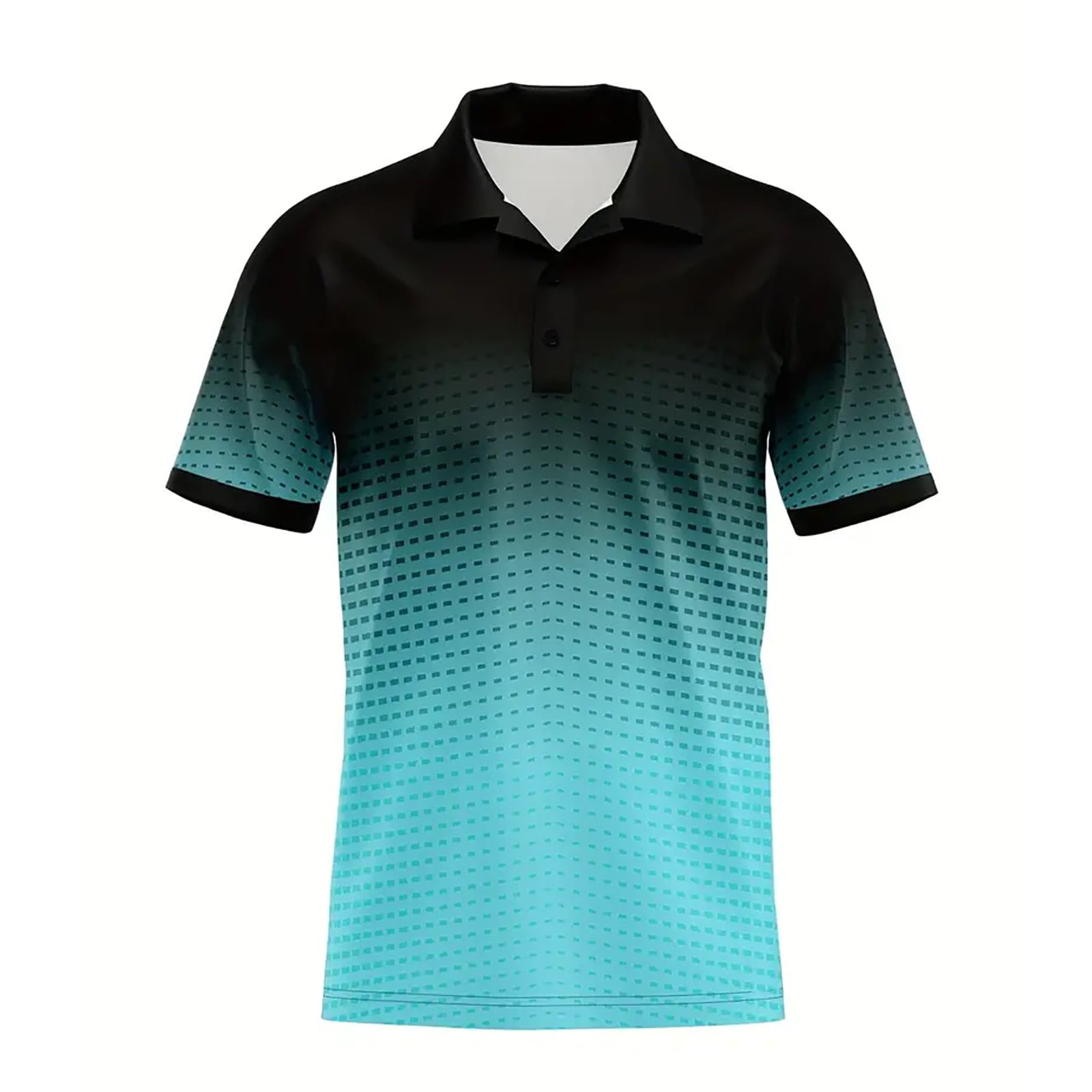 JIANJIA Polo Shirts For Men Summer Gradient Print Lapel Short Sleeve ...