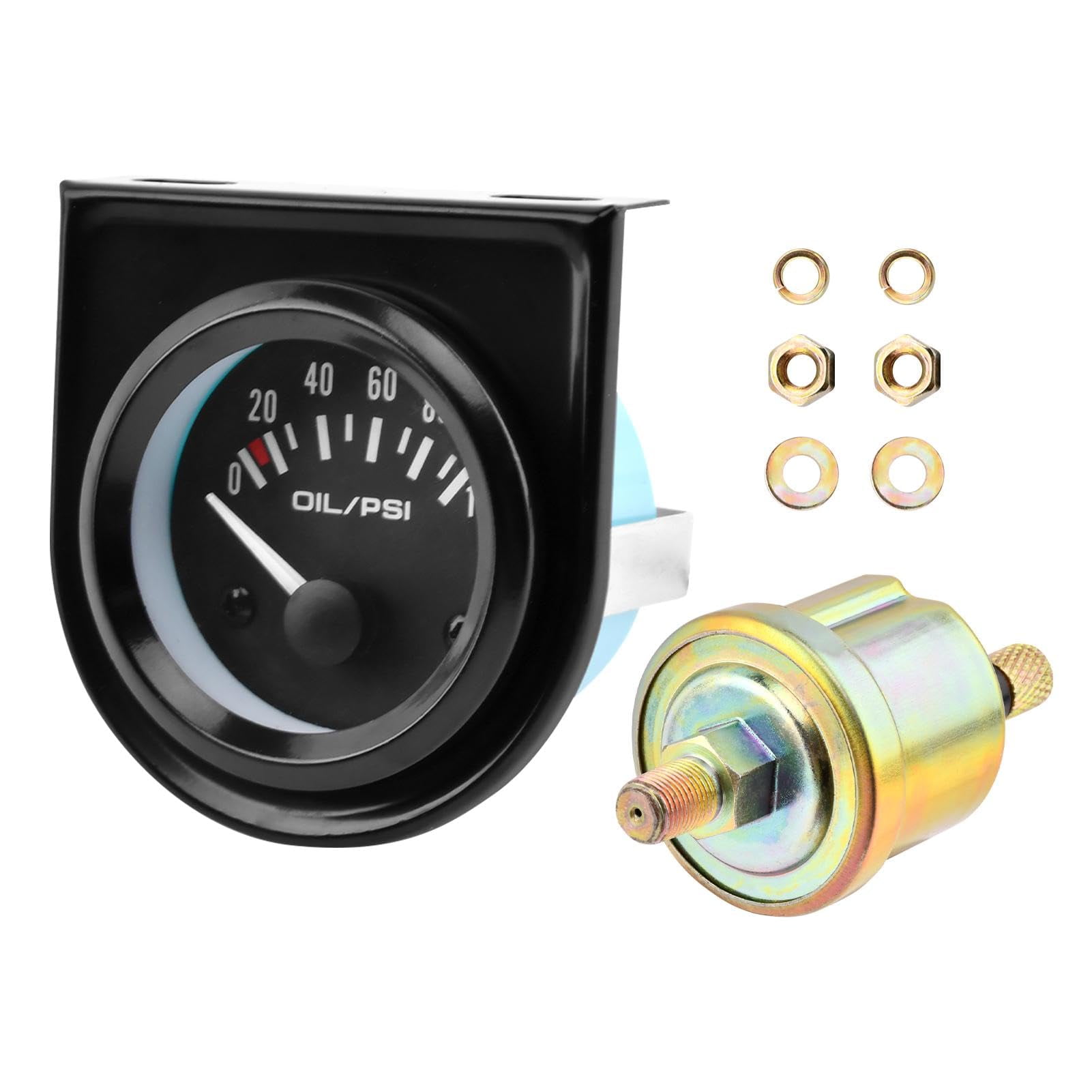 JIANWEI 2" 52mm Oil Pressure Gauge 0-100 PSI DC12V Press Gauge Meter ...
