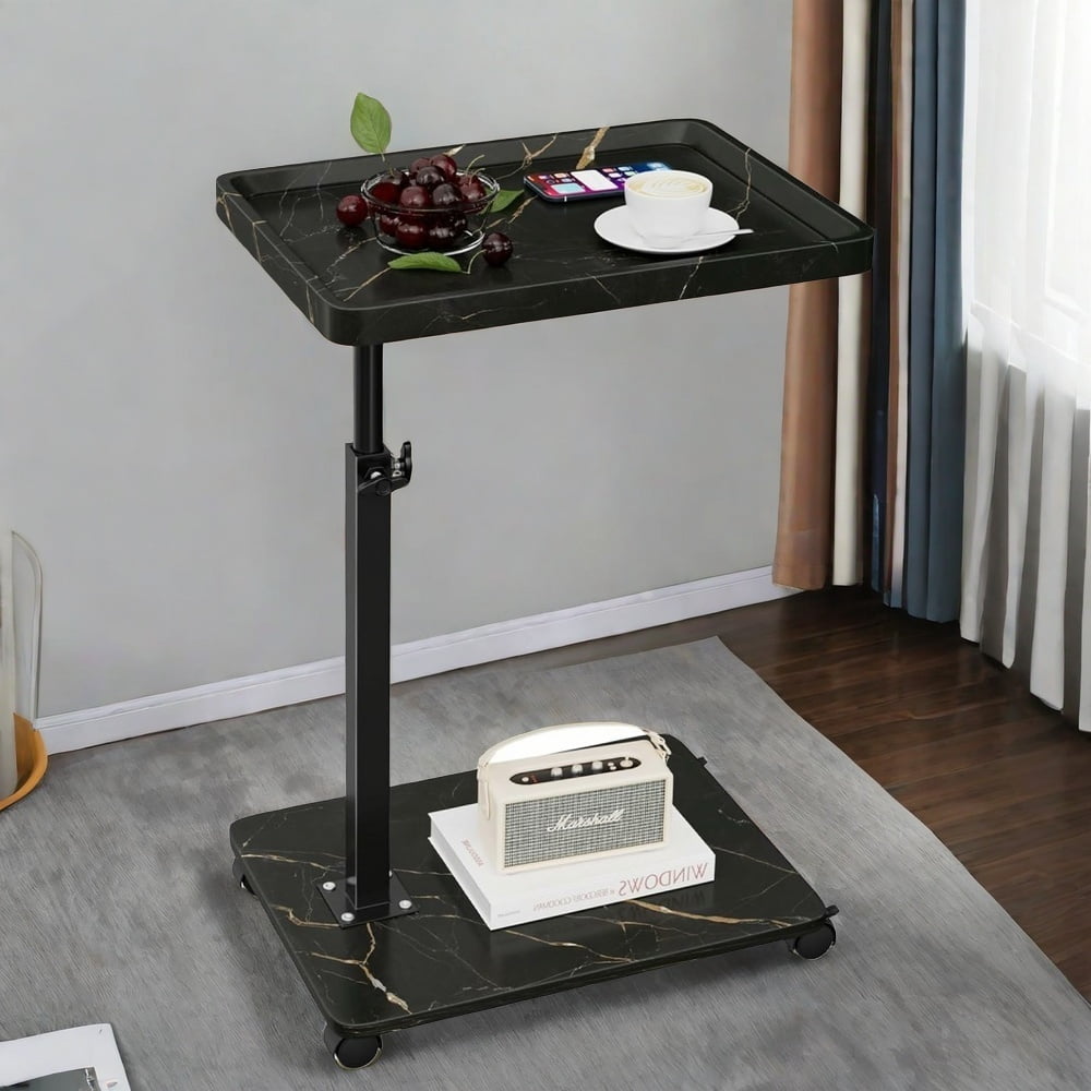 JIAOBAI C Table End Table Adjustable Height, 360°Swivel TV Tray Table for Small Spaces That ...