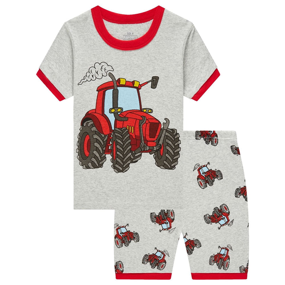JIAOCHU Toddler Boys Pajamas Kids Dinosaur Summer Pjs Truck Boy Excavator Jammies Short Sets 2 ...