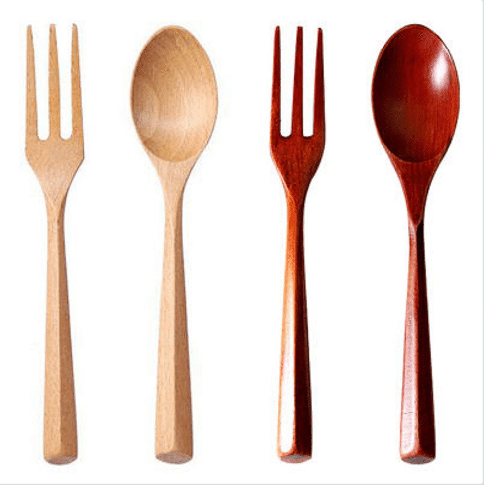 JIAOCHU Wooden Spoons Forks Set Including Wooden Spoons and Wooden ...