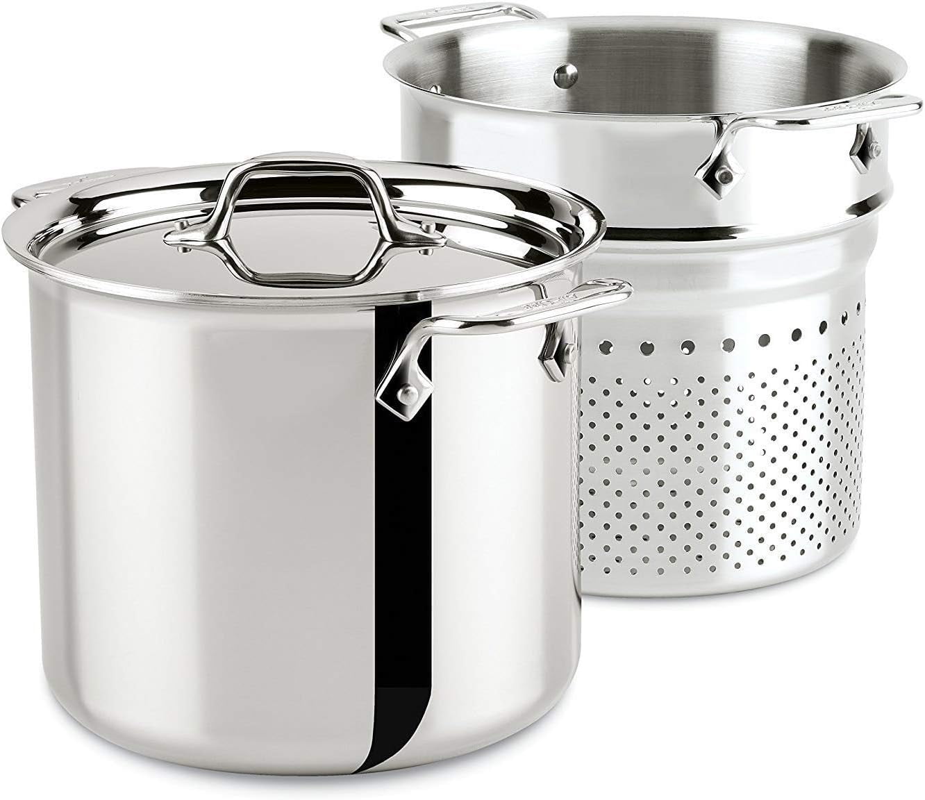 JIAQI Gourmet Accessories Stainless Steel 8-Quart Pasta Pot with ...
