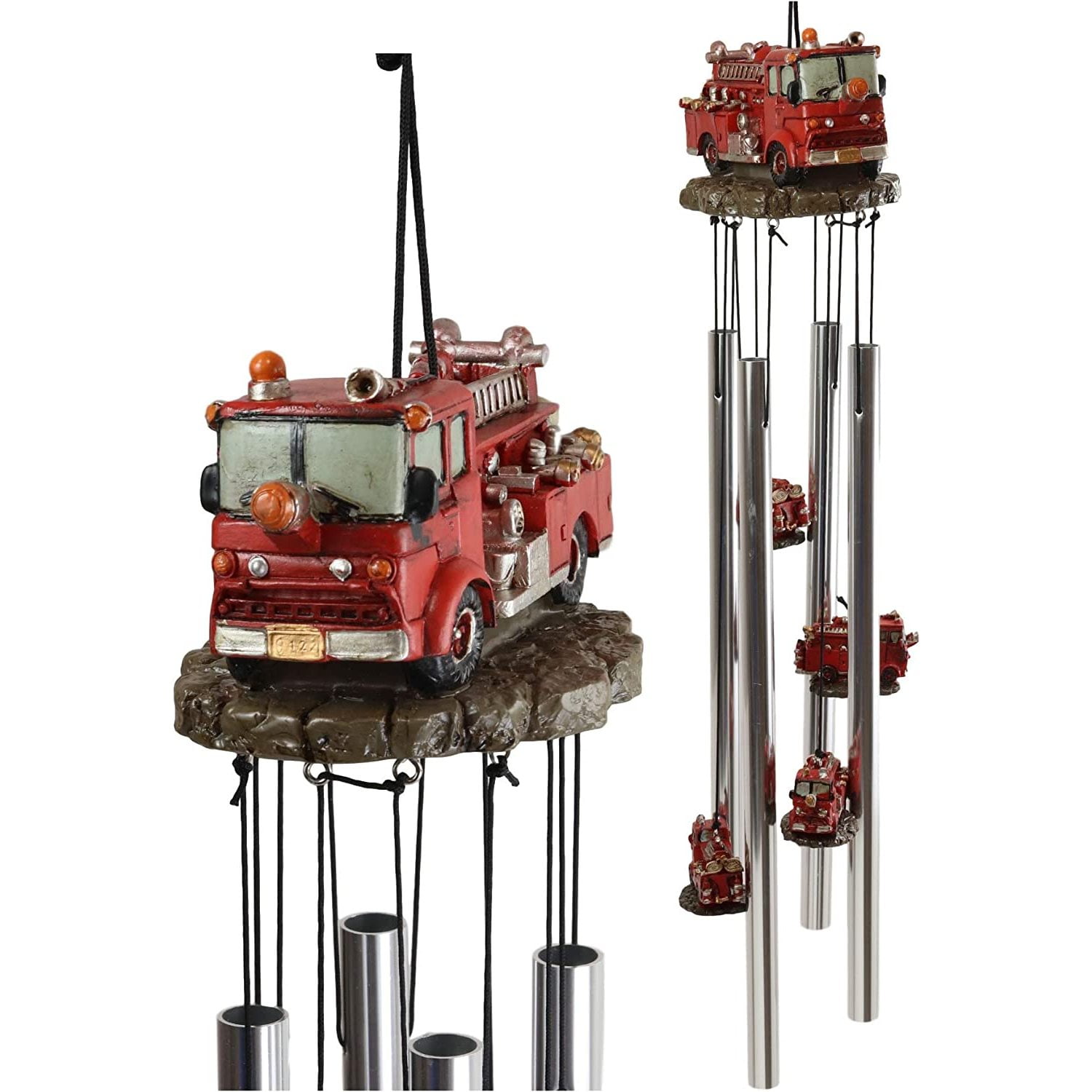 JIARUI Decorative Red Fire Engine Truck Model Resonant Relaxing Wind ...