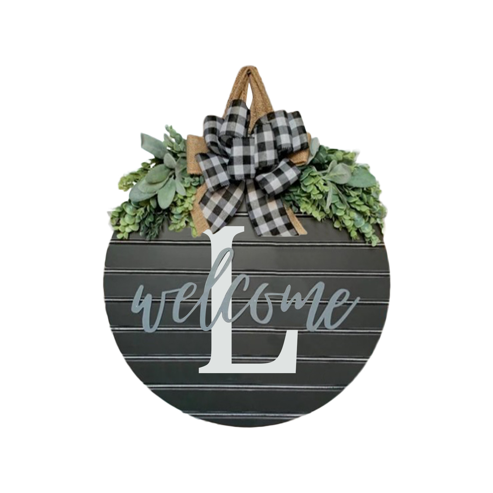 JIASEN New Surname Year Round Front Door Wreath, Front Door Welcome ...
