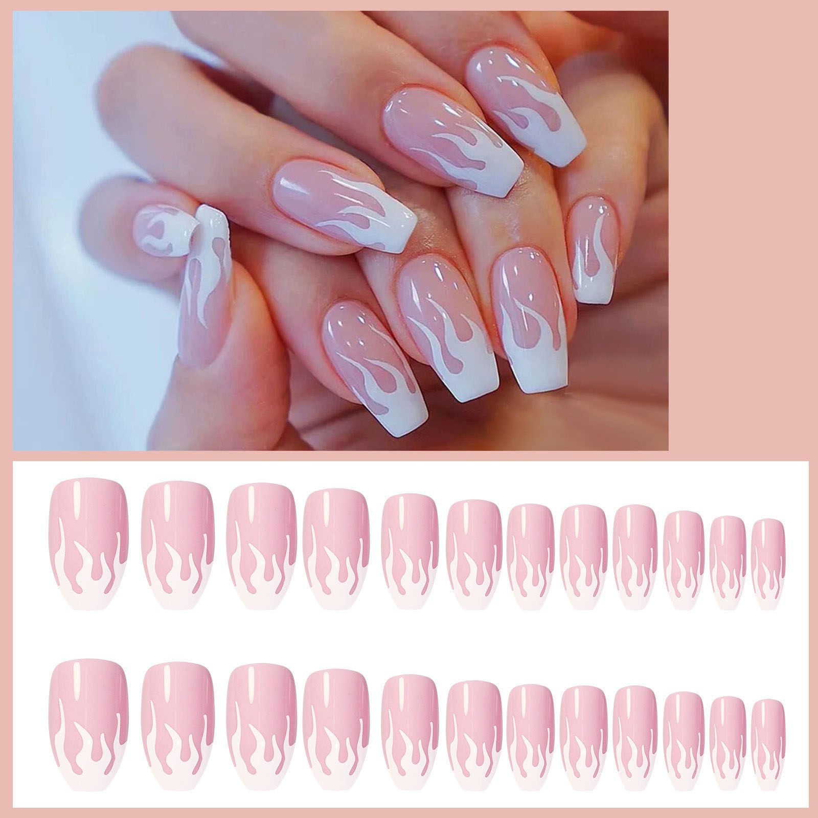 JIASEN Press On Square Acrylic Fake Nails Glue On Fingernails for Women ...