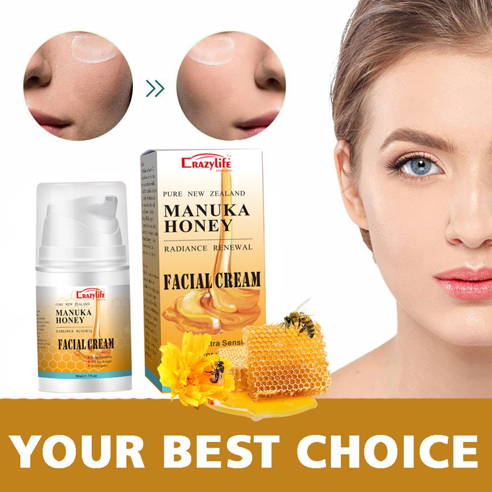 JIASONJY Face & Eye and Body Balm Moisturizer Hydrating Honey, Beeswax ...