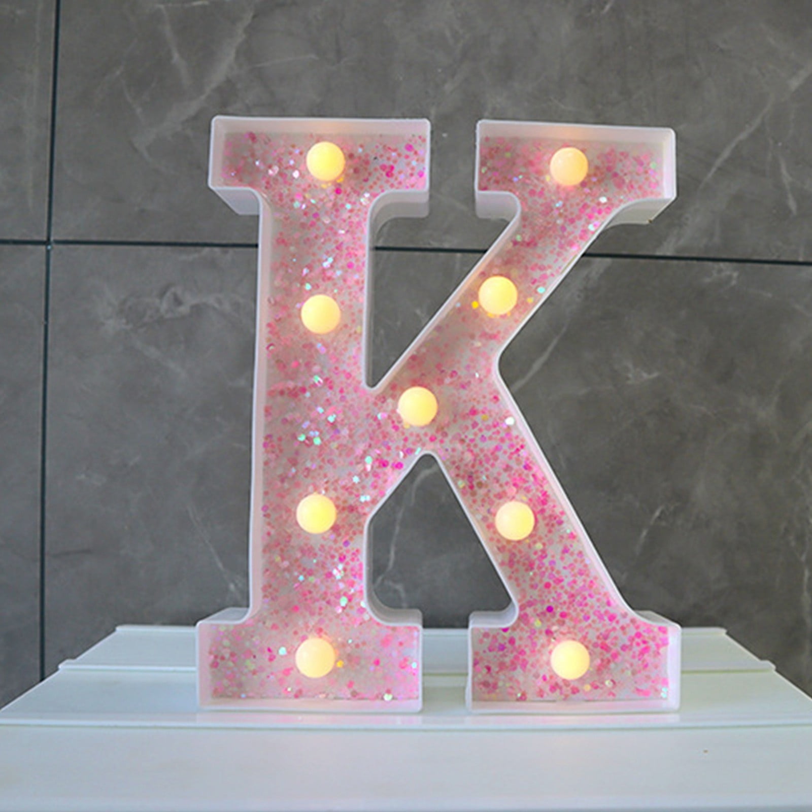 JIASONJY LED Letter Lights Sign Light Up Pink Letters Glitter Alphabet ...