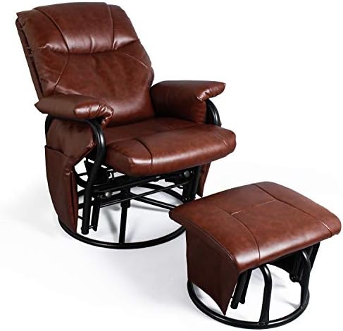 JIASTING Recliner Chair with Ottoman Living Room Chairs Faux Leather ...