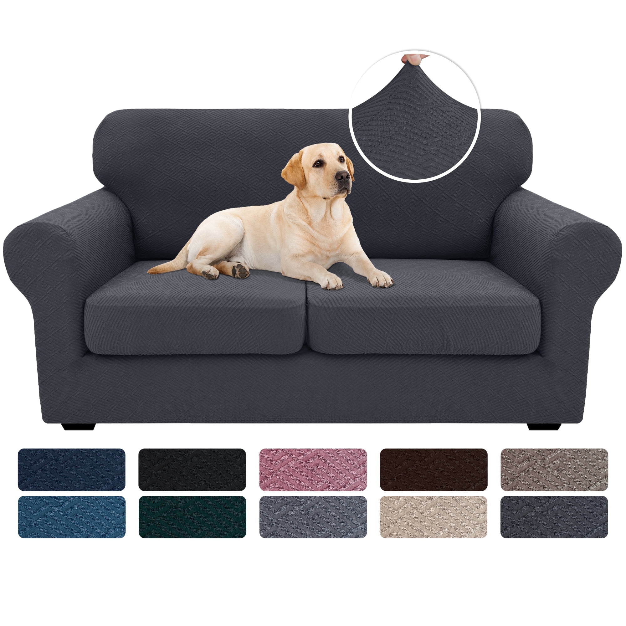 JIATER 3-Piece Sofa Cover Stretch Couch Cover Washable Sofa Slipcover ...