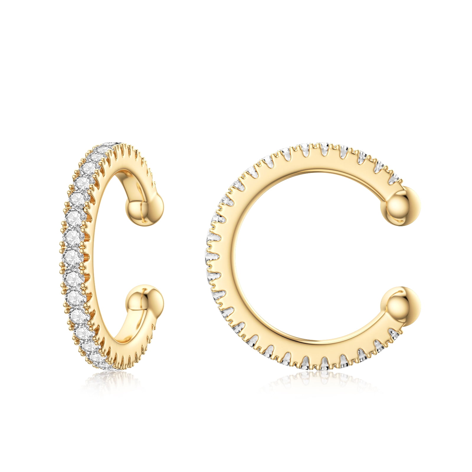 JIAYIQI 925 Sterling Silver Huggie Ear Cuff Earrings for Women 14K Gold ...