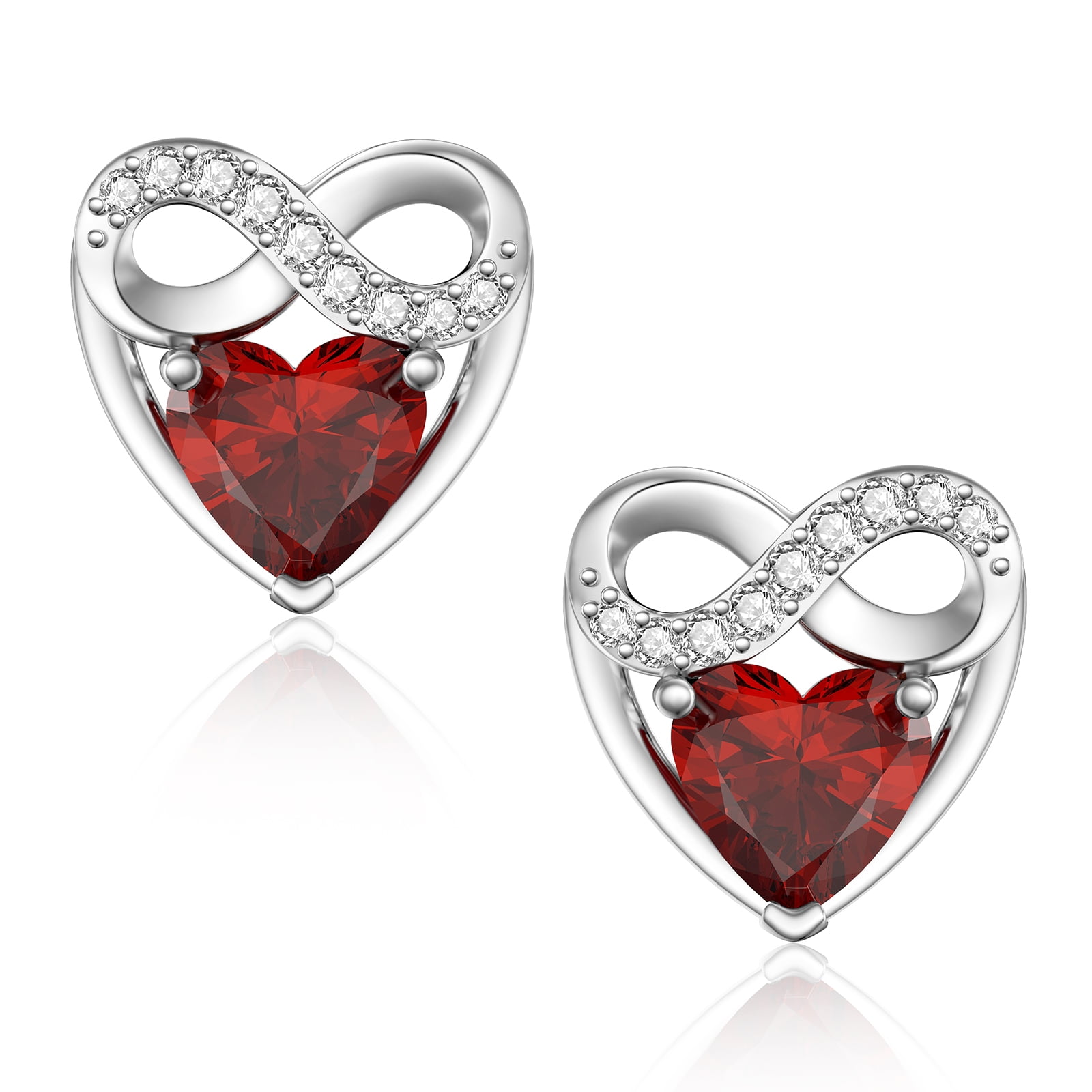 JIAYIQI January Birthstone Earrings for Women Sterling Silver Garnet ...