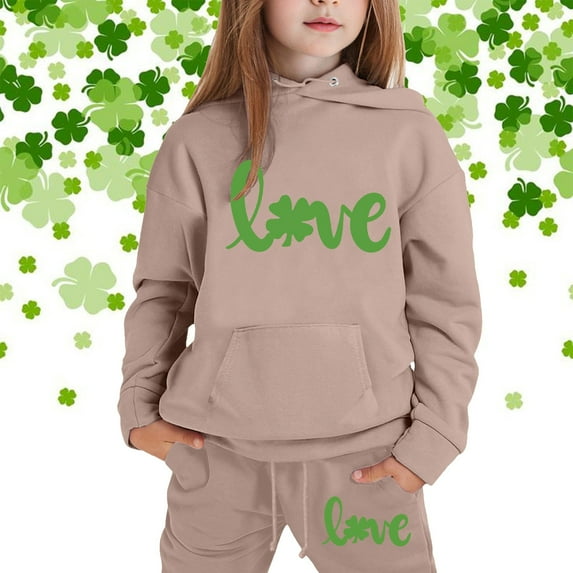 JIAYUE Autumn Outfits Sets Boys Girls Letter Print Long Sleeve Hooded Pull-On Sweatshirts ...