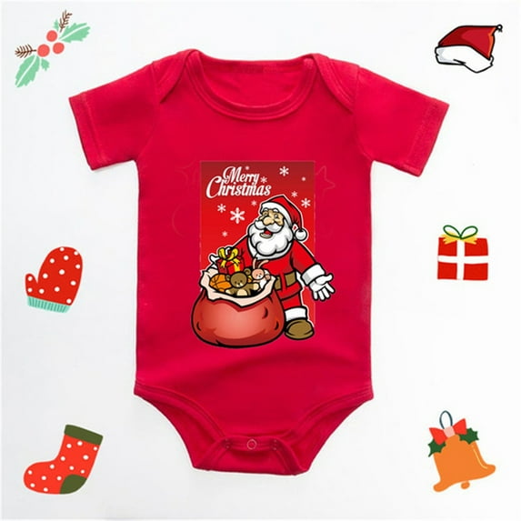 JIAYUE Baby Bodysuit Boys Girls Christmas Cartoon Short Sleeve Crew ...