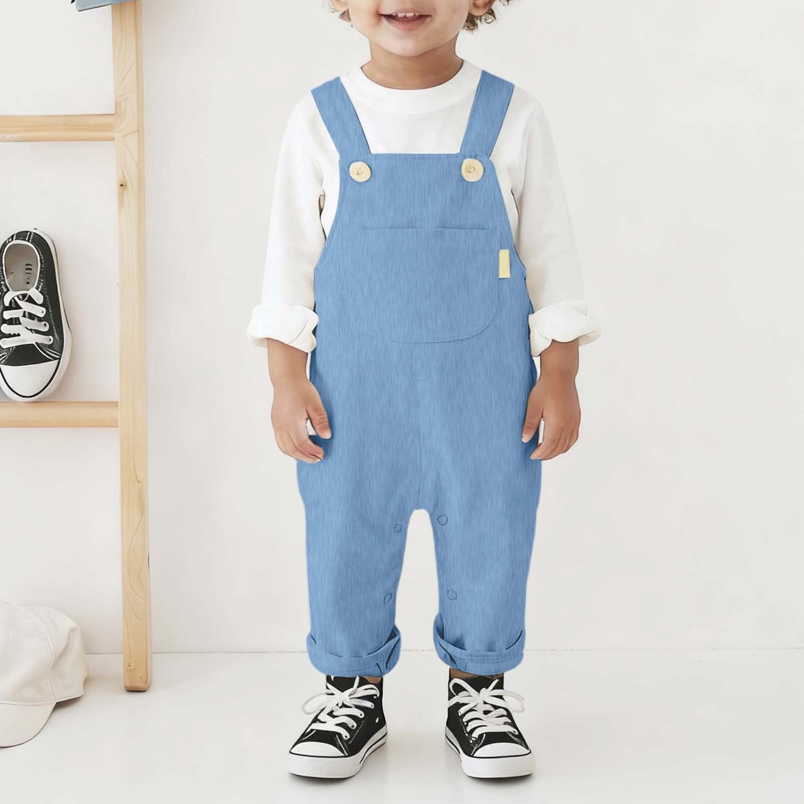 JIAYUE Baby Overalls Boys Girls Denim Solid Color Long Sleeve Square ...