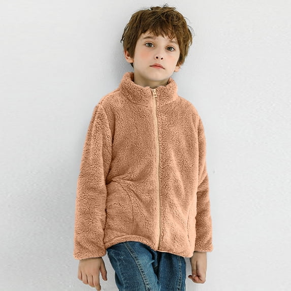 JIAYUE Boys Girls Jackets Solid Color Long Sleeve Collared Zipper ...