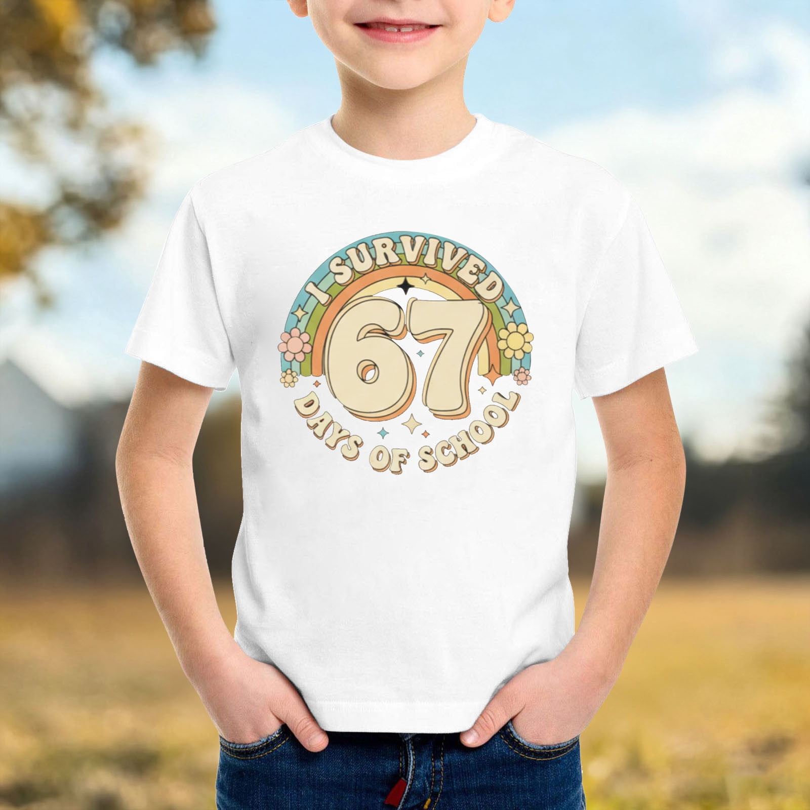 JIAYUE Boys Girls T Shirts Letter Print Crew Neck Short Sleeve ...