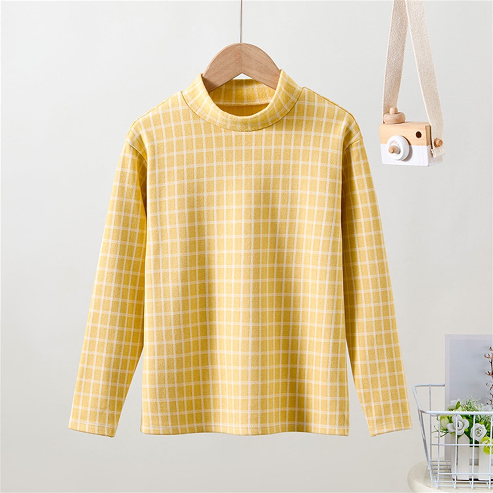 JIAYUE Boys Girls Unisex Sweatshirts Tops Plaid Long Sleeve Mock Neck ...