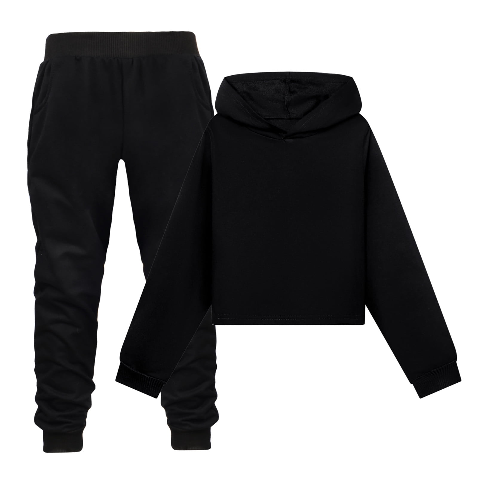 JIAYUE Boys Girls Winter Warm Casual Sets Solid Color Long Sleeve ...