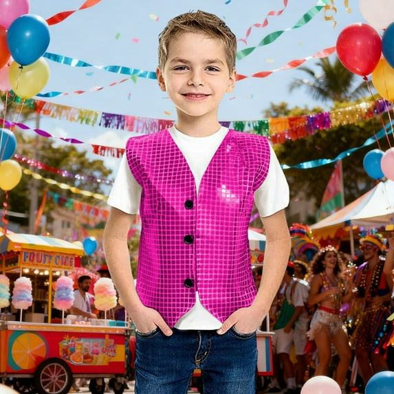 JIAYUE Boys Tops Carnival Vest Plaid Sleeveless V-Neck Button Muscle ...