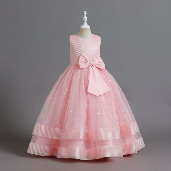 JIAYUE Carnival Girls Dresses Sleeveless Solid Color Crew Neck Long Big ...