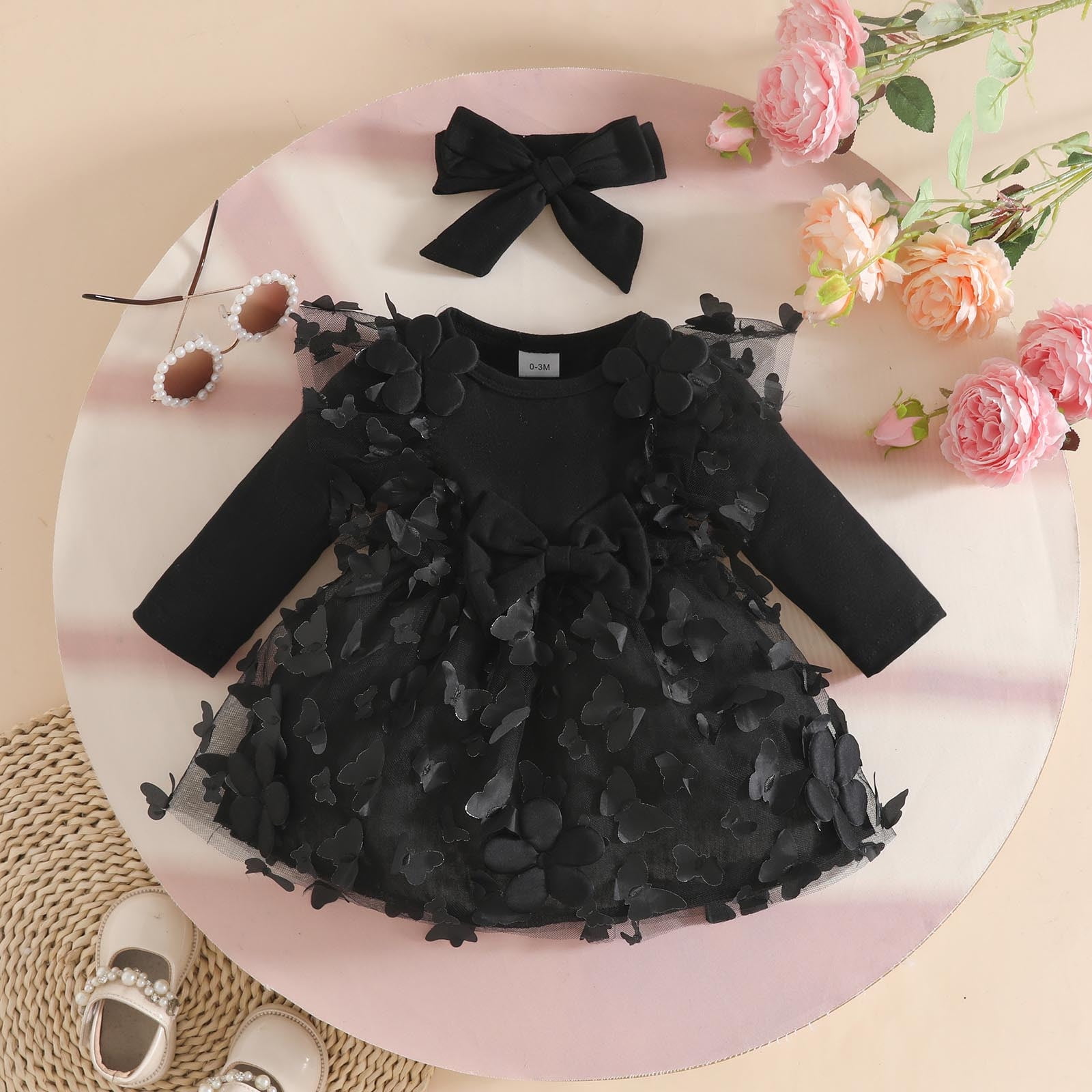 JIAYUE Child Girls Spring Dresses Butterfly Long Sleeve Drop Shoulder ...