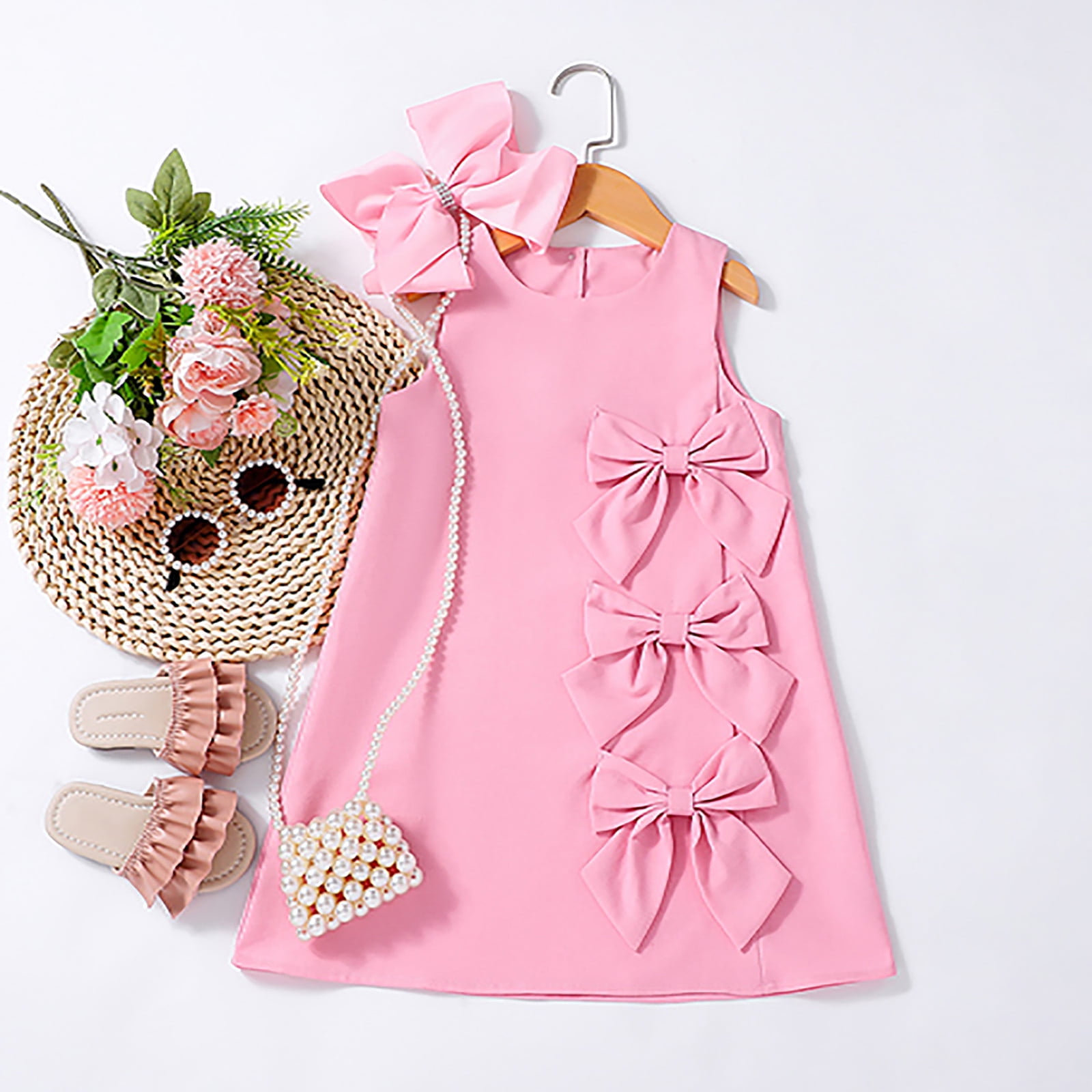 JIAYUE Child Girls Spring Summer Dresses Solid Color Sleeveless Crew ...