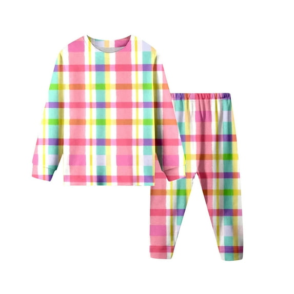 JIAYUE Child Winter Sets Plaid Long Sleeve Crew Neck Pull-On Snug ...