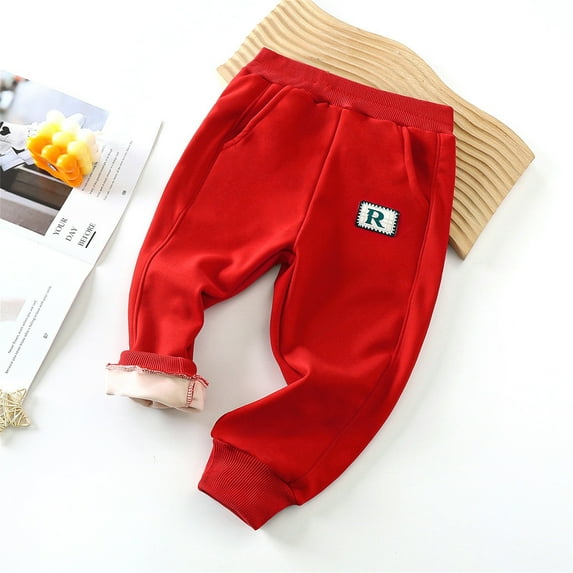 JIAYUE Children Slacks Unisex Letter Print Snug Warmth Taper Pants ...
