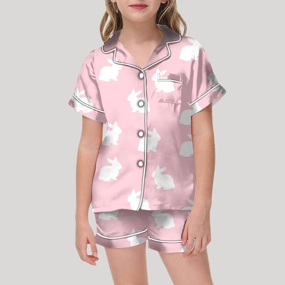 JIAYUE Easter Outfit Sets For Kids Collared Cartoon Print Short Sleeve ...