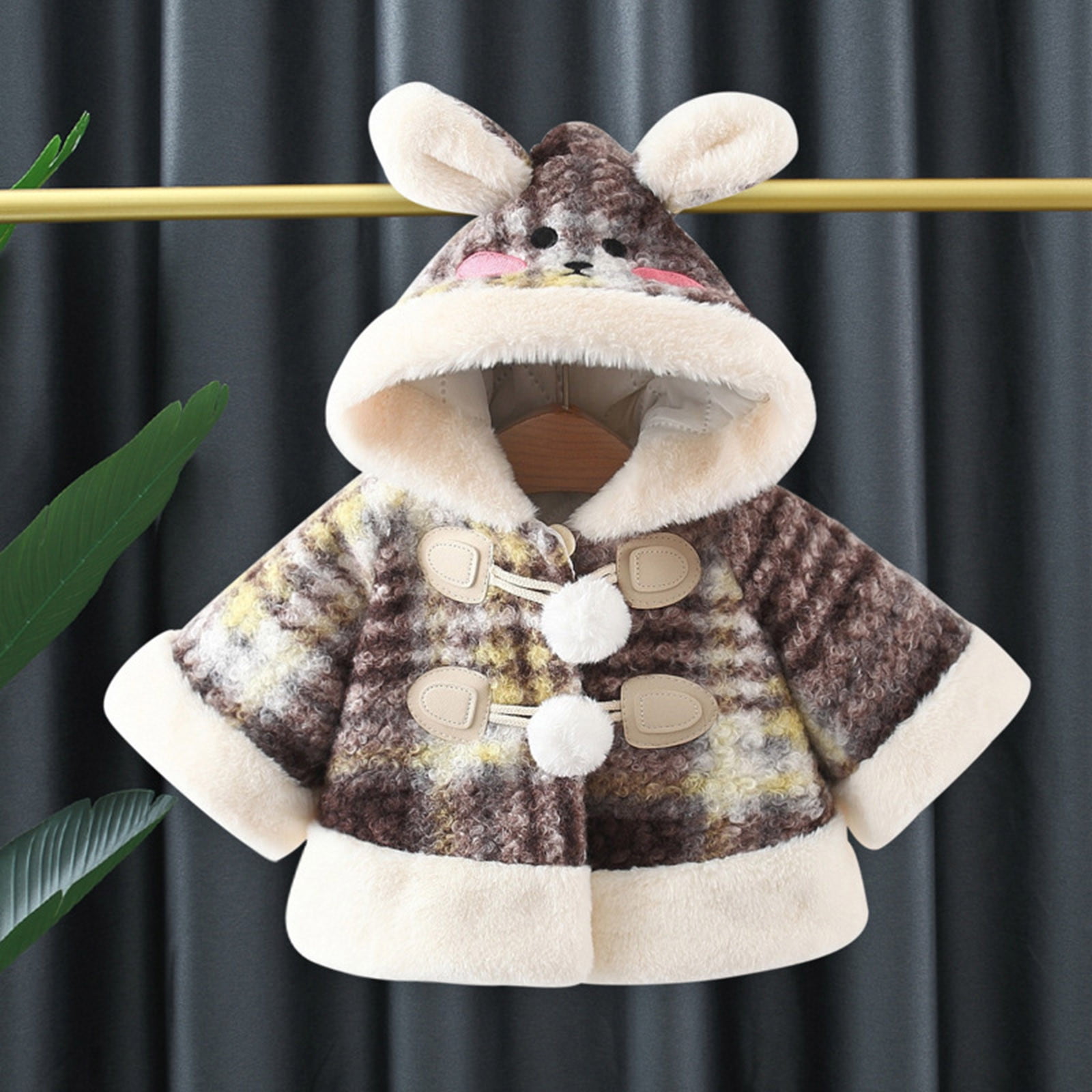 JIAYUE Fall Cloaks For Kids Plaid Long Sleeve Hooded Pull-On Poncho ...