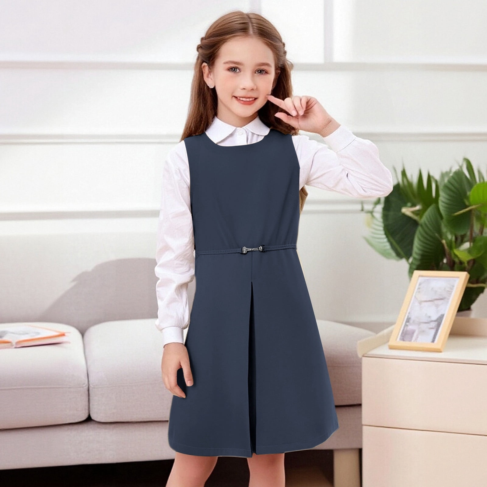 JIAYUE Girls Academic Dress Classic Plaid Jumper With V Neckline And ...