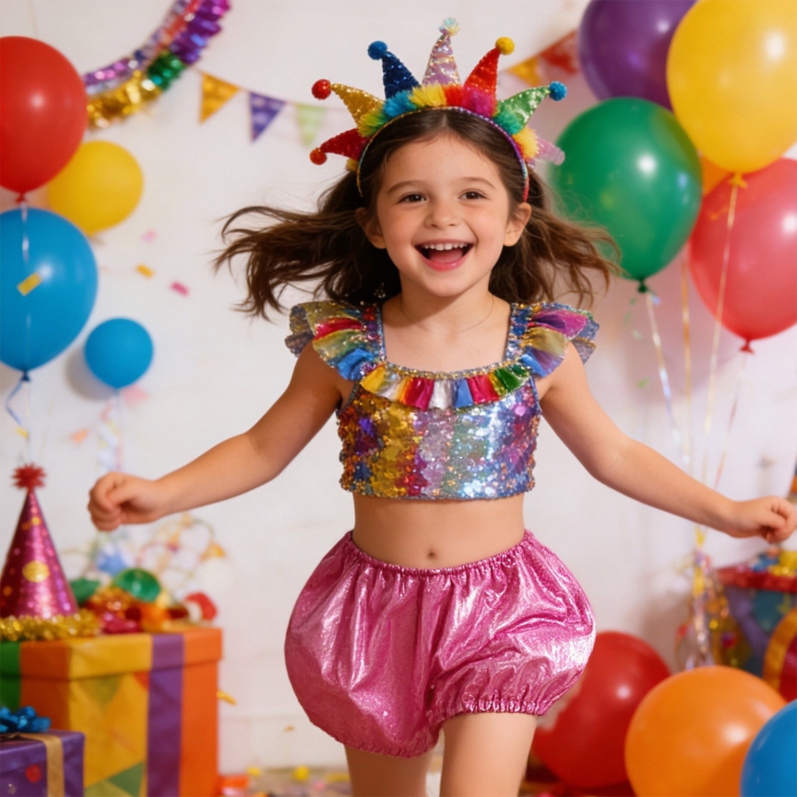 JIAYUE Girls Carnival Shorts Solid Color High Waisted Relaxed Fit ...