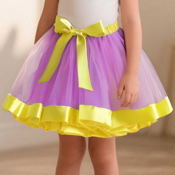 JIAYUE Girls Carnival Skirts Mid Length Color Blocking Tutu Elegant ...