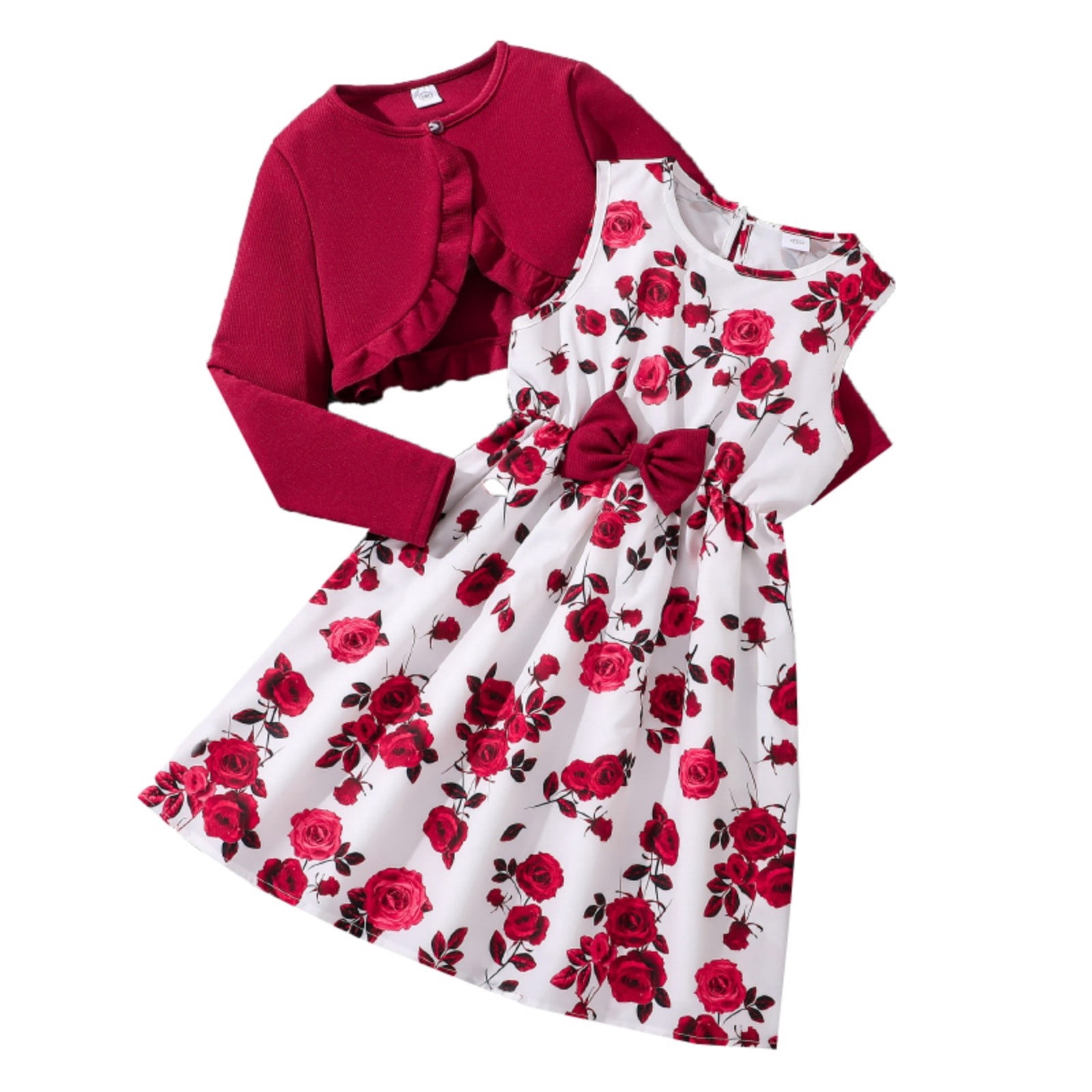 JIAYUE Girls Outfits Sets Casual Fall Outfits Big Kids Printed Dress ...