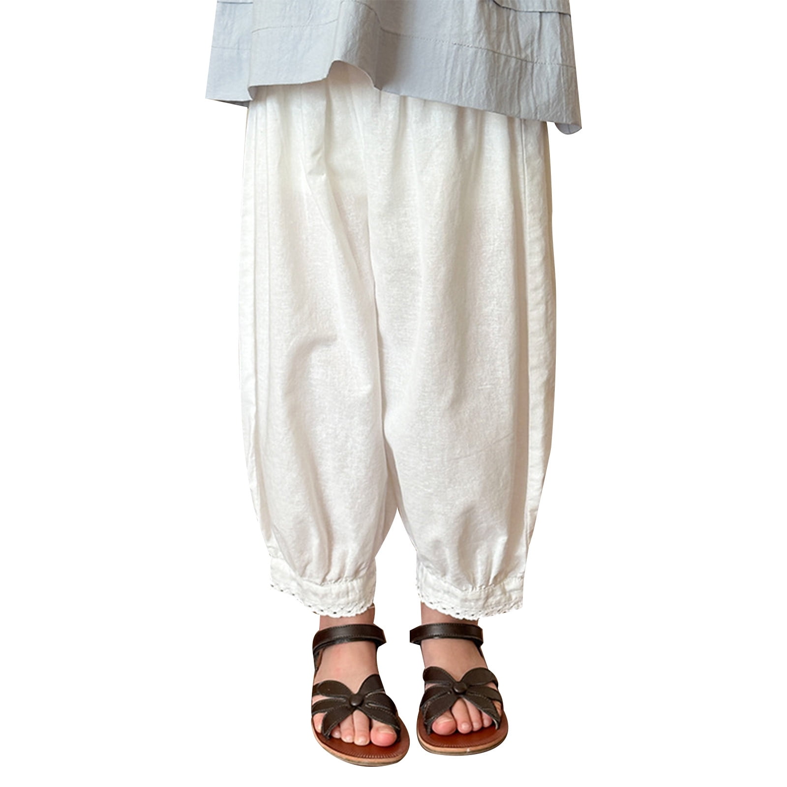 JIAYUE Girls Pants With Lace Trim Casual Comfortable Everyday Wear Big ...