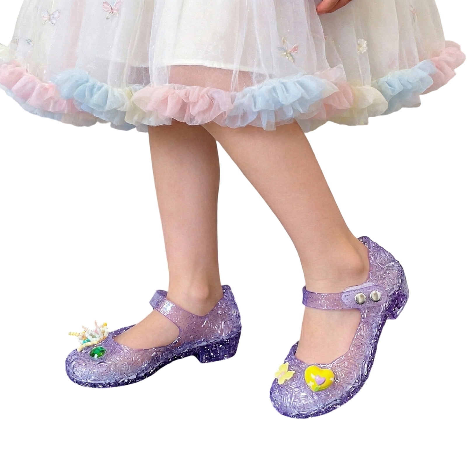 JIAYUE Girls Sparkly Dress Sandals Elegant Closed Toe Adorable Floral ...