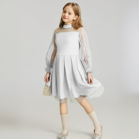 JIAYUE Girls Spring Dresses Ball Gown Mesh Patchwork Mid Length Drop ...