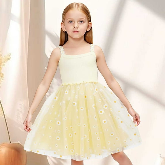 JIAYUE Girls Spring Dresses Tank Elegant Twofer Sundress Mid Length ...