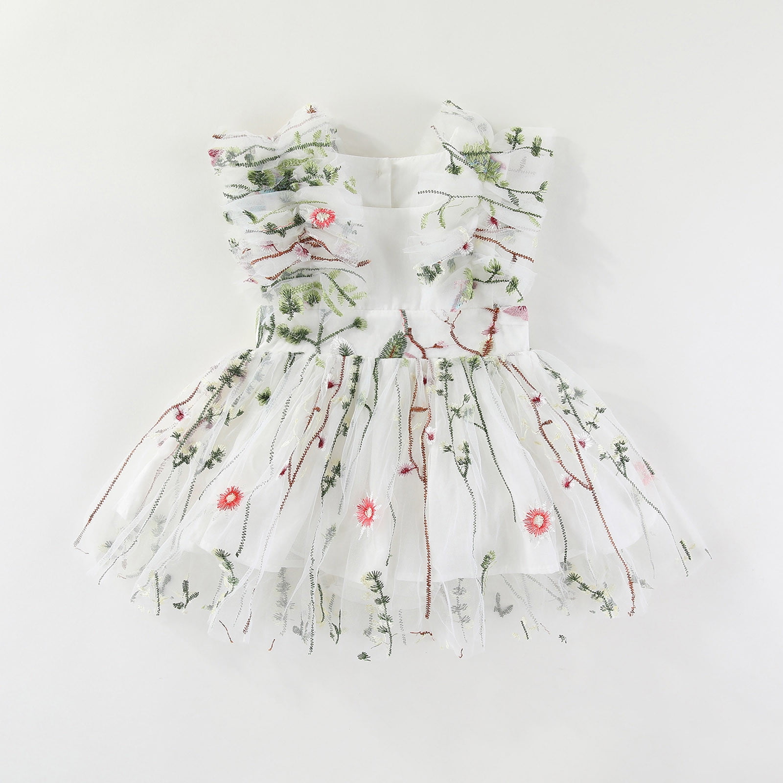 JIAYUE Girls Summer Rompers Dresses Embroidered Sleeveless Square ...