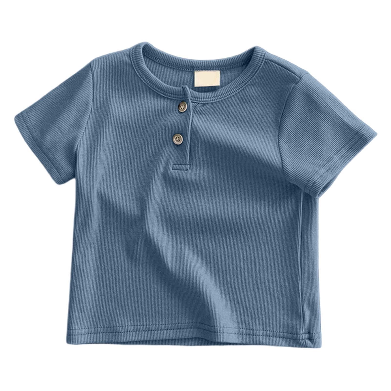JIAYUE Kid Boys Girls Ribbed Short Sleeve T-Shirt Tee Breathable Soft Comfortable Casual Tops ...