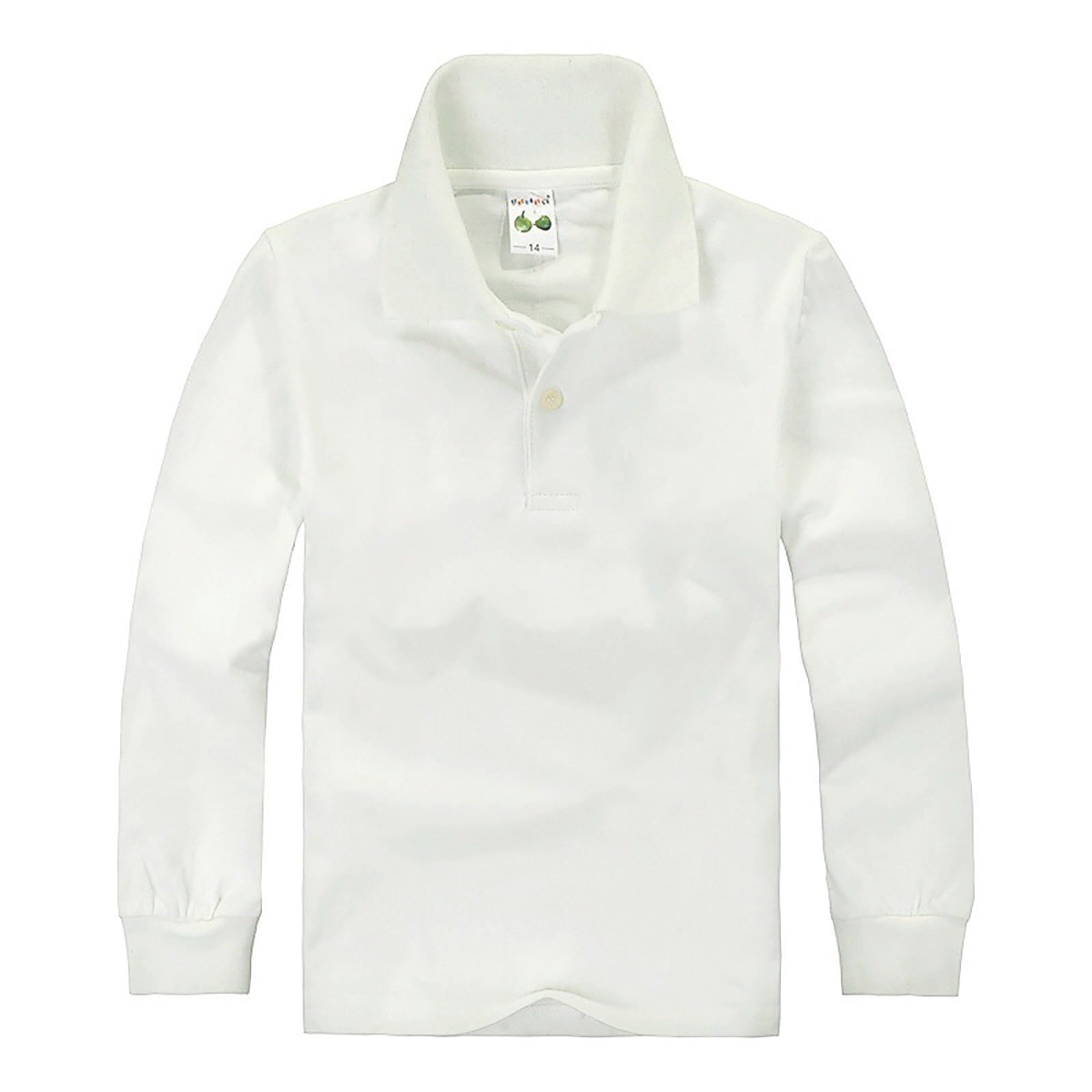 JIAYUE Kids Boys Girls Blouses Solid Color Long Sleeve Collared Pull-On ...