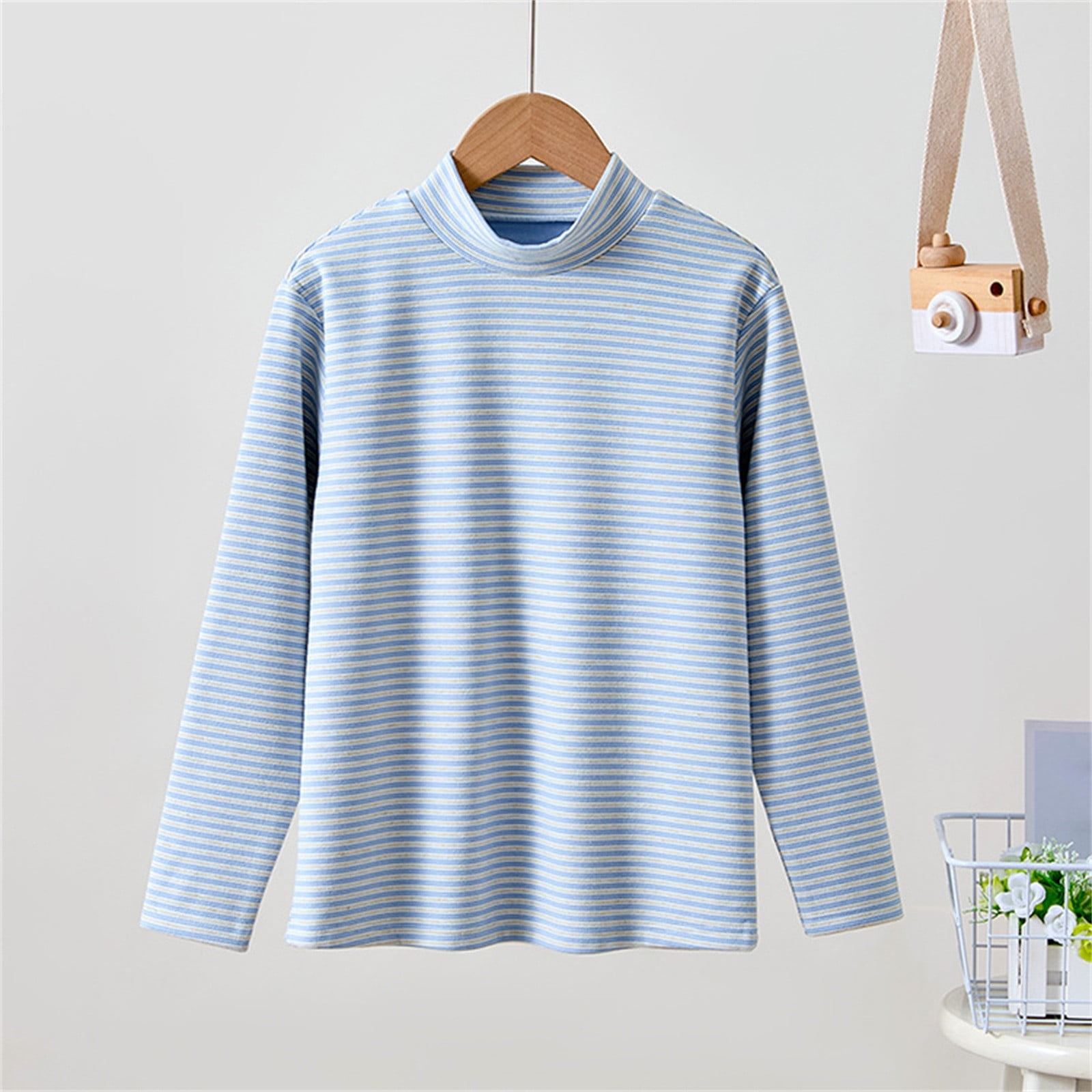 JIAYUE Kids Boys Girls Unisex Tops Striped Long Sleeve Mock Neck Pull ...