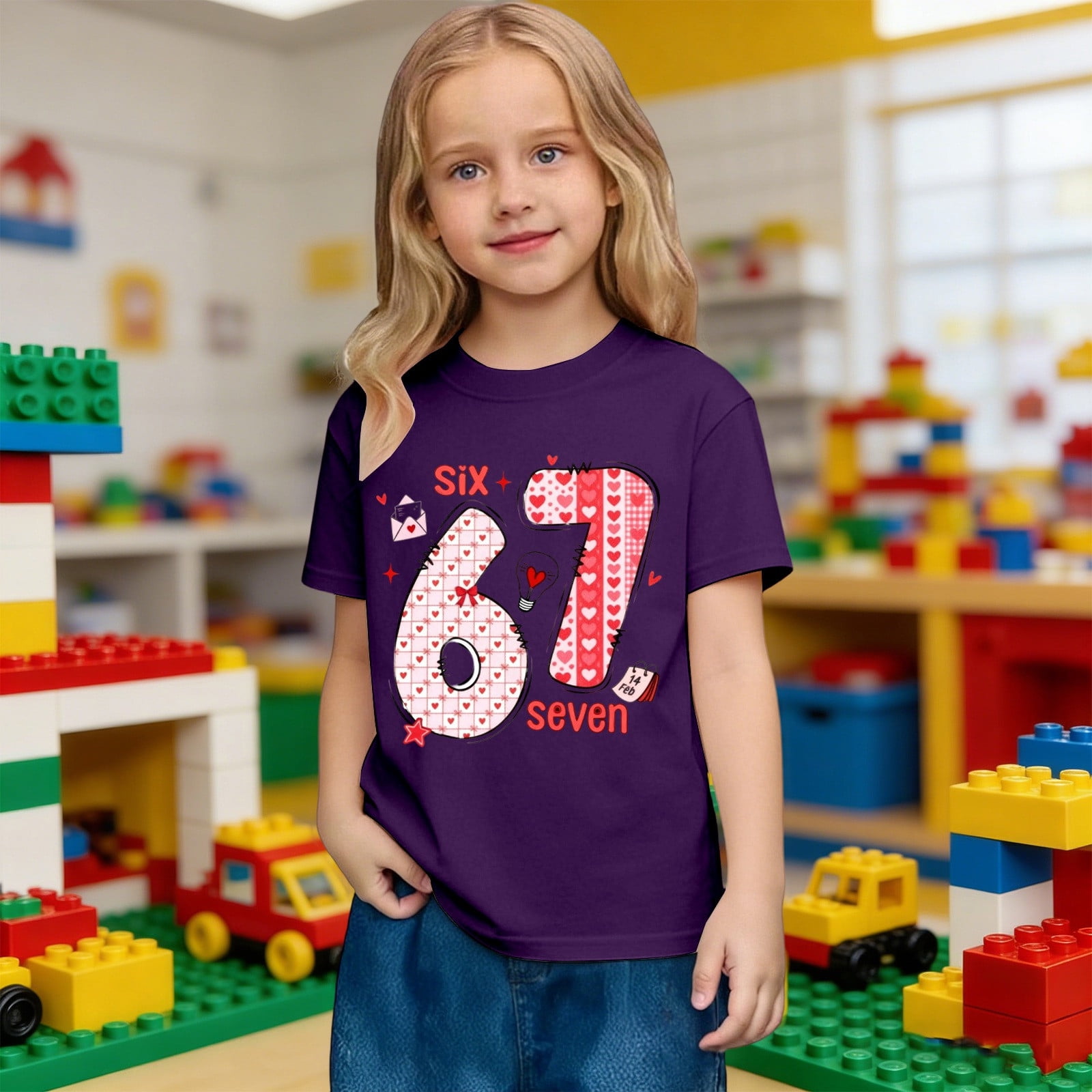 JIAYUE Kids Boys Girls Valentines Day T-Shirts 67 Graphic Print Short ...