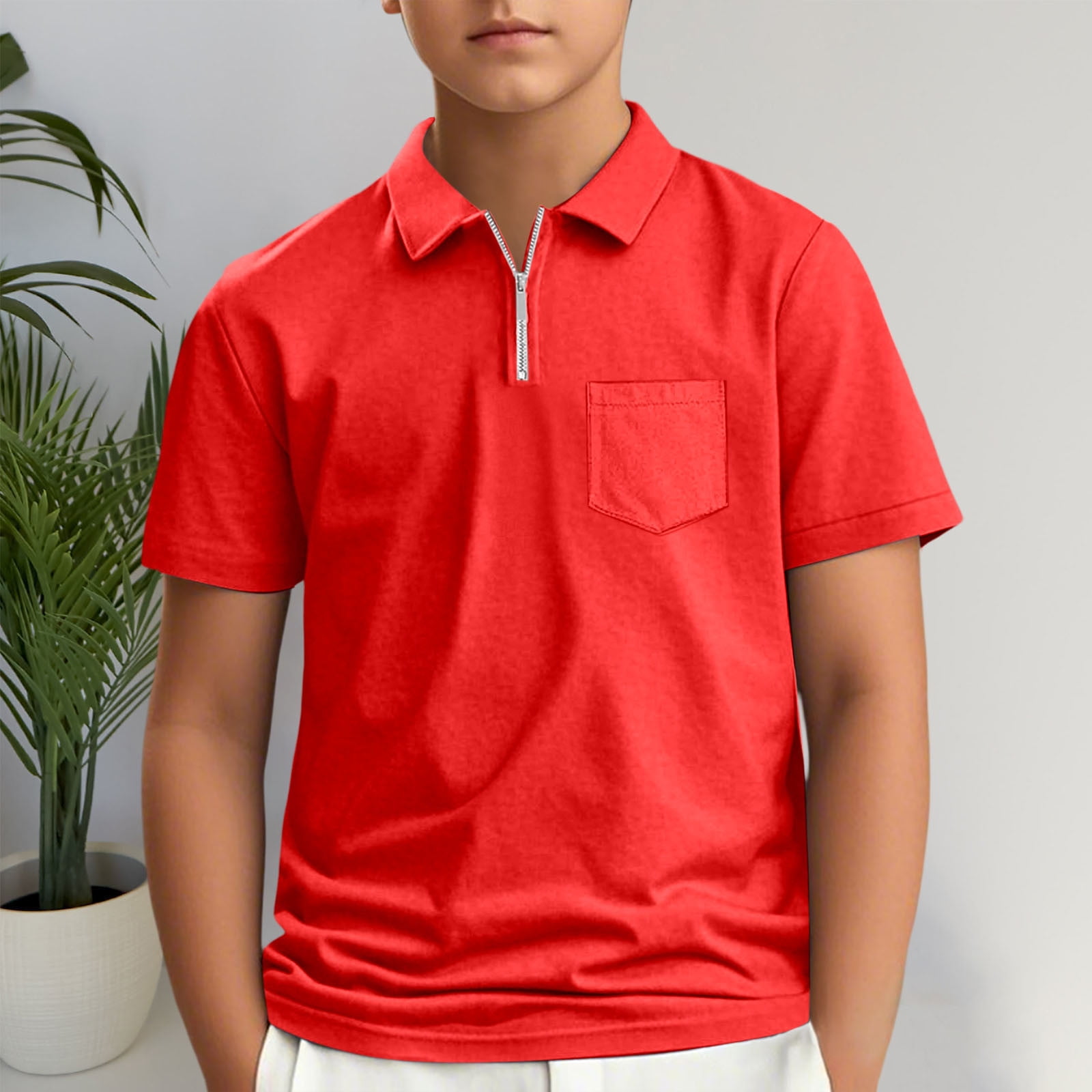 JIAYUE Kids Tops For Boys Girls Solid Color Short Sleeve Collared ...