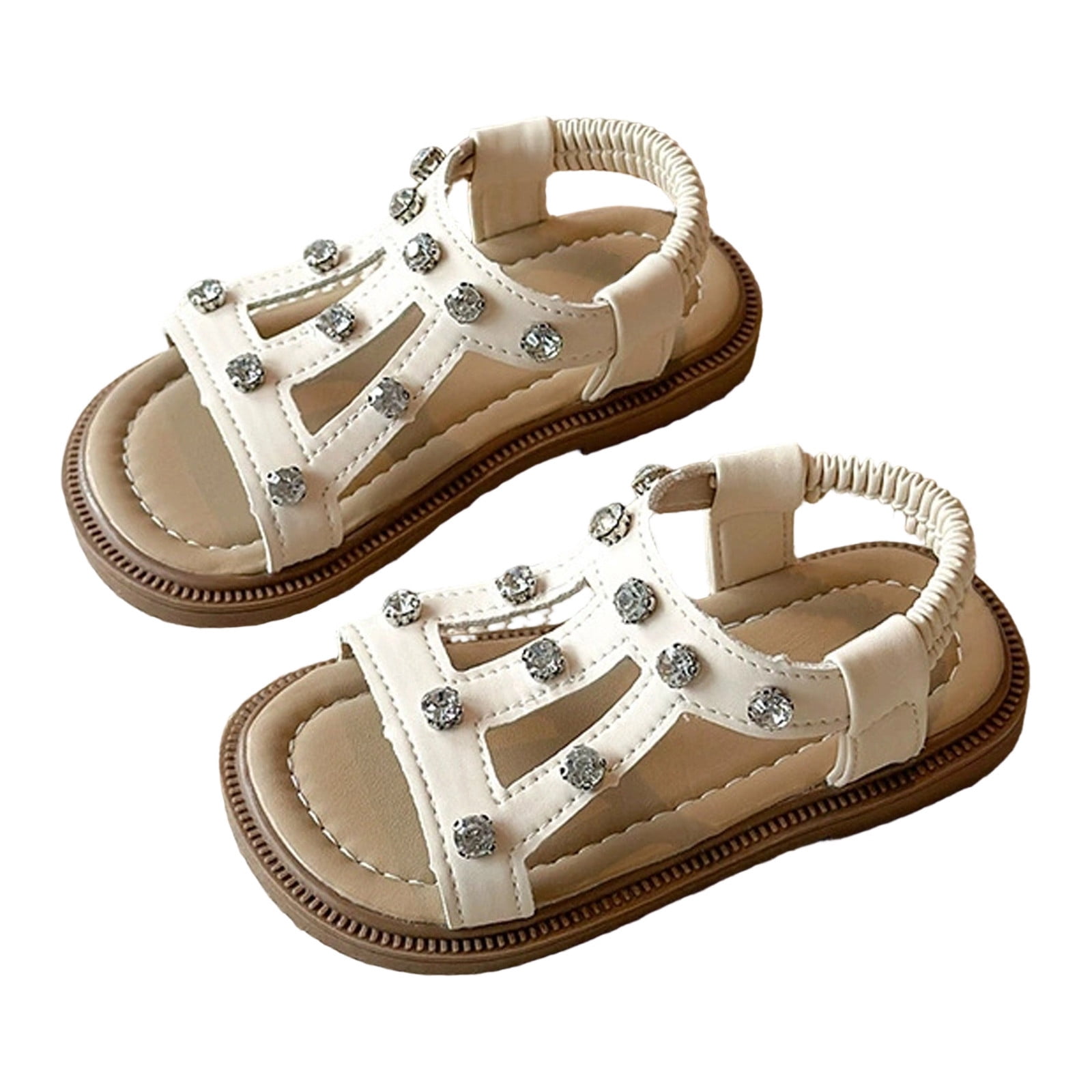 JIAYUE Little Girls Sandals Flat Sole Open Toe Pull-On Footwear With ...