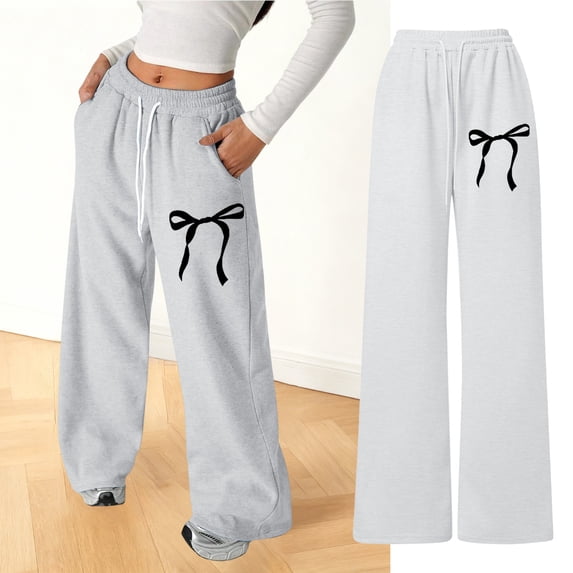 JIAYUE Pants For Girls Bows Straight-Leg Girlfriend Mid Waisted with ...
